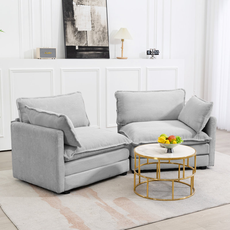 Ebern Designs Redenius 76.8'' Upholstered Corduroy Reception Loveseat & Reviews | Wayfair